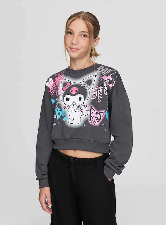 Crop duks sa Kuromi printom Tamnosiva
