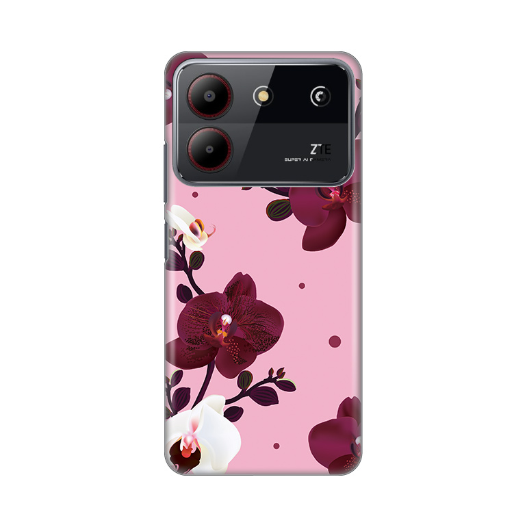 Zastitna ultra tanka (skin) maska / futrola PRINT - ZTE Blade A54 Pink Orchid