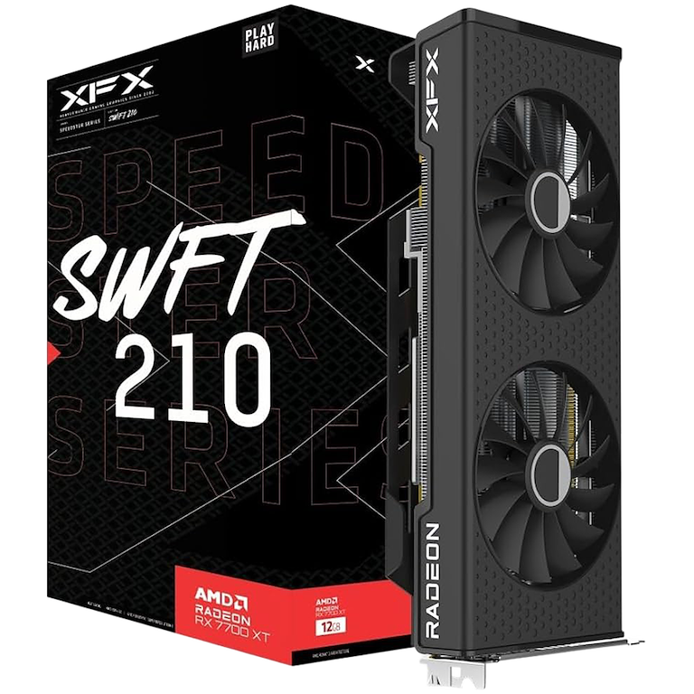 XFX SPEEDSTER SWFT210 RADEON RX 7700XT Gaming Graphics Card with 12GB GDDR6 HDMI 3xDP, AMD RDNA 3