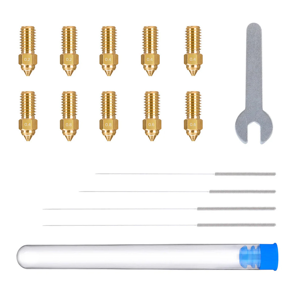 Elegoo Neptune 4/4 Pro Multi-size brass nozzle pack (2pcs 0.2mm, 4pcs 0.4mm, 2pcs 0.6mm, 2pcs 0.8mm), 50.204.0060