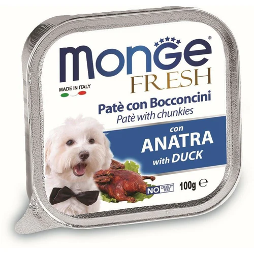 MONGE Fresh Pašteta za pse, s komadićima pačetine, 100g