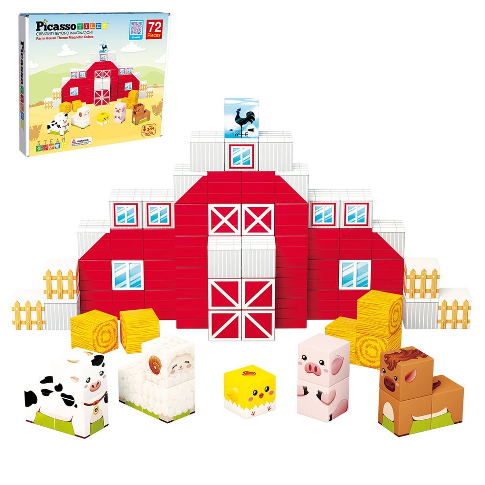 Super Farm magnetne kocke – Set od 72 dela | Farma sa životinjama za decu 3+ | Edukativna STEAM slagalica