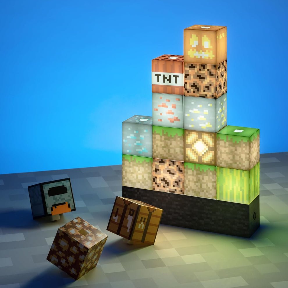 Minecraft Block Building Light – Lampa sa 16 svetlećih blokova | Dekoracija za gejmere i ljubitelje Minecraft sveta
