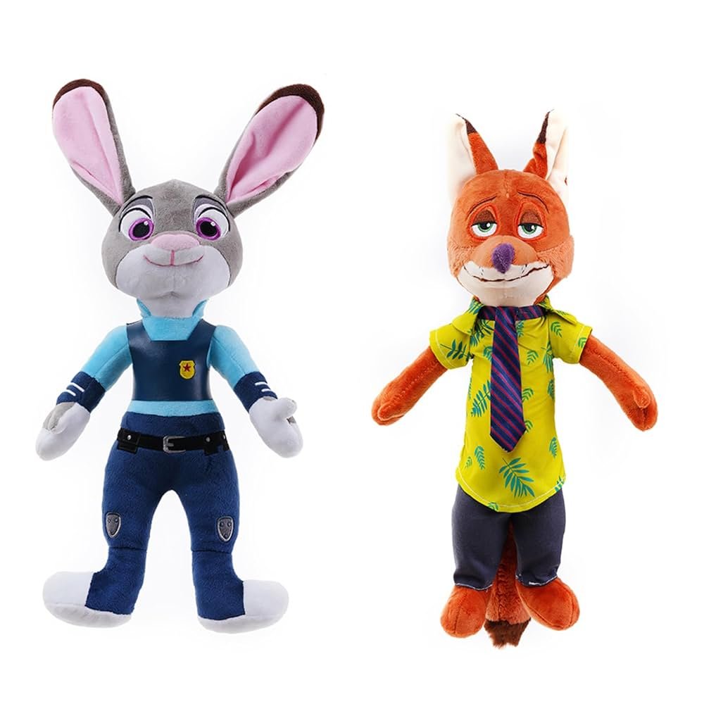 Zootopia plišane igračke Nick i Judy – plišani lisac i policijska zeka | Mekane lutke iz crtanog filma Zootopia za decu