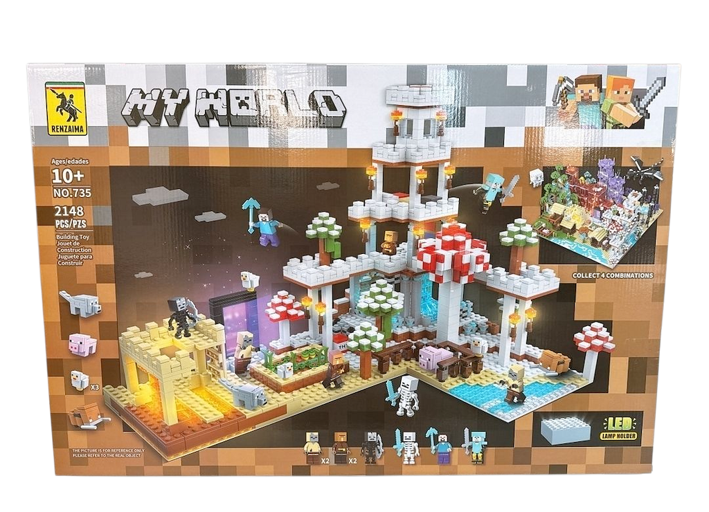 OGROMAN SET – Minecraft My World set – 2148 delova sa LED svetlima      | Veliki kreativni građevinski set za decu 10+