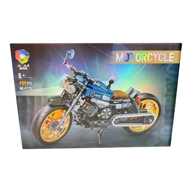 Set kockica Motorcycle set za slaganje – 409 delova | JIQILE motor sa lancem i realističnim dizajnom