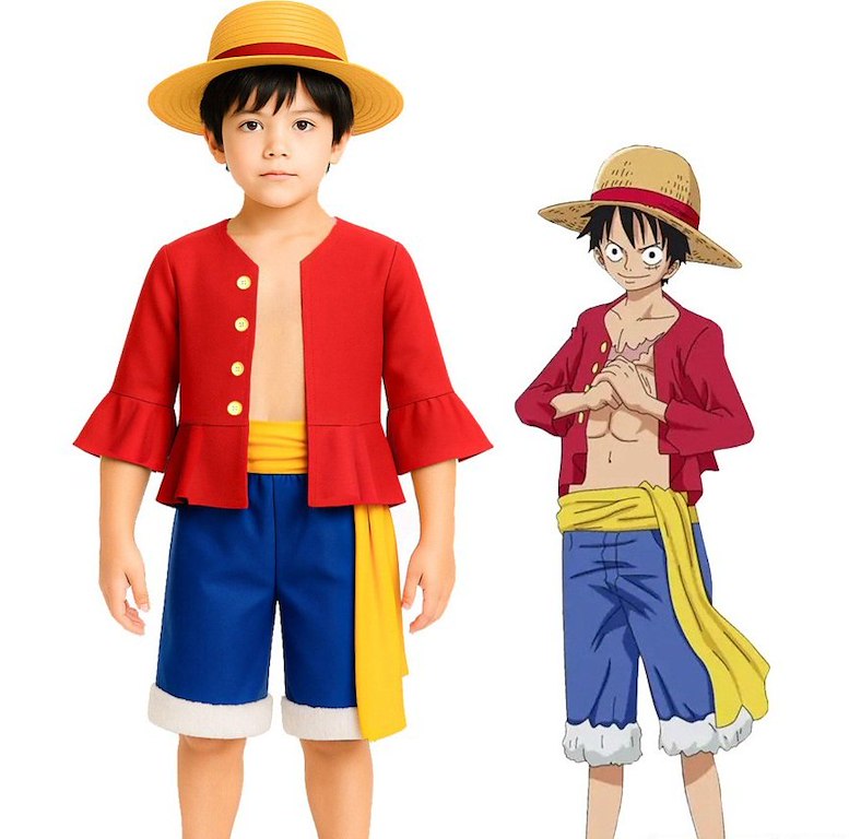 Dečiji Monkey D. Luffy Kostim – One Piece Anime Kostim za Decu
