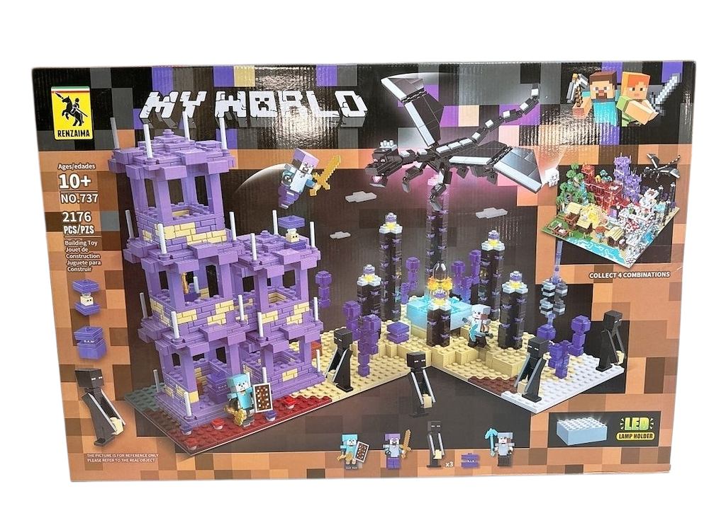 OGROMAN SET – Minecraft My World – Bitka sa zmajem   ⚔️ | 2176 delova sa LED svetlima za decu 10+