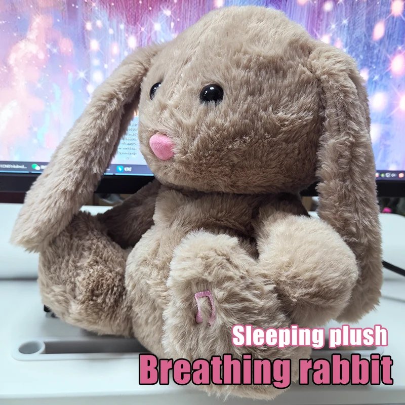 Plišana zeka koji diše – 28cm | Mekana igračka Sleep Buddy za decu i bebe