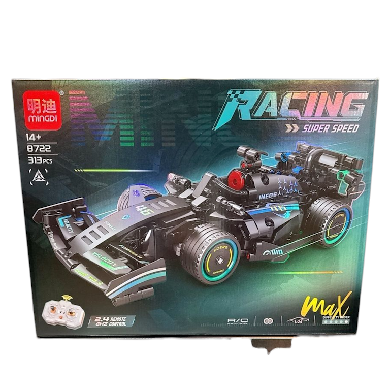 Set kockica RC Racing Formula auto – 313 delova set na daljinsko upravljanje | Super Speed trkački model za slaganje 2.4GHz