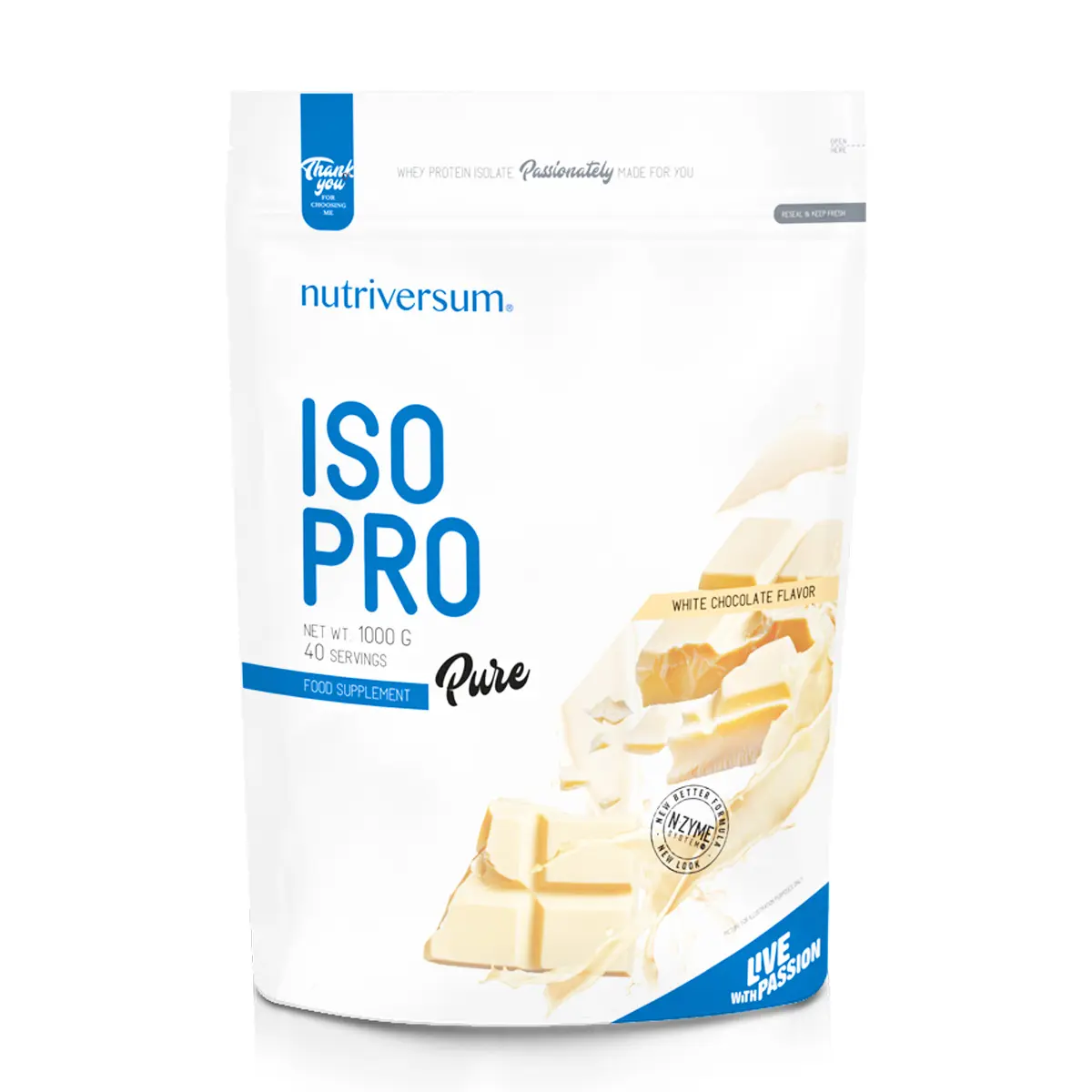 Nutriversum Iso Pro protein, Bela čokolada, 1kg
