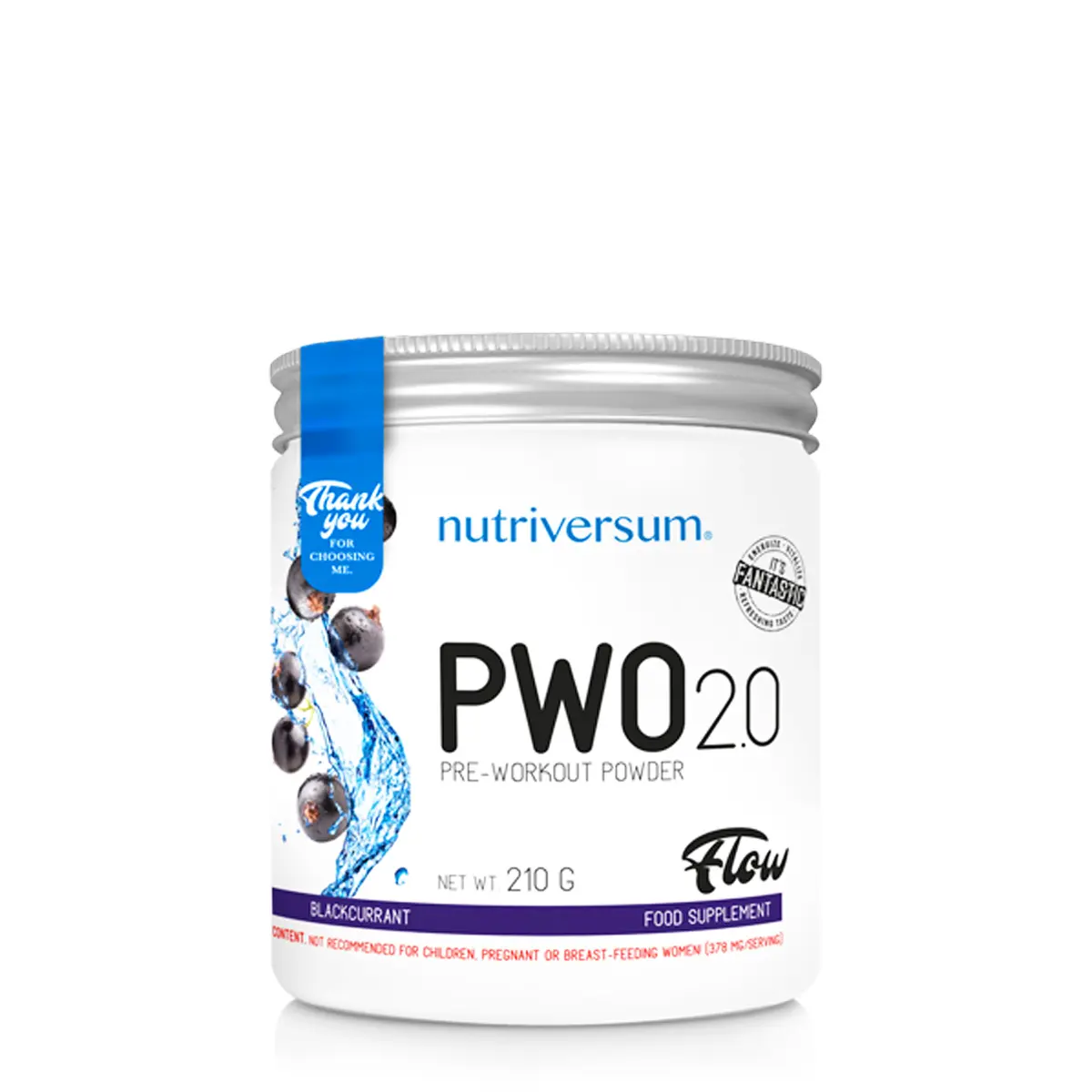 Nutriversum PWO 2.0 Pre-workout napitak crna ribizla, 210g
