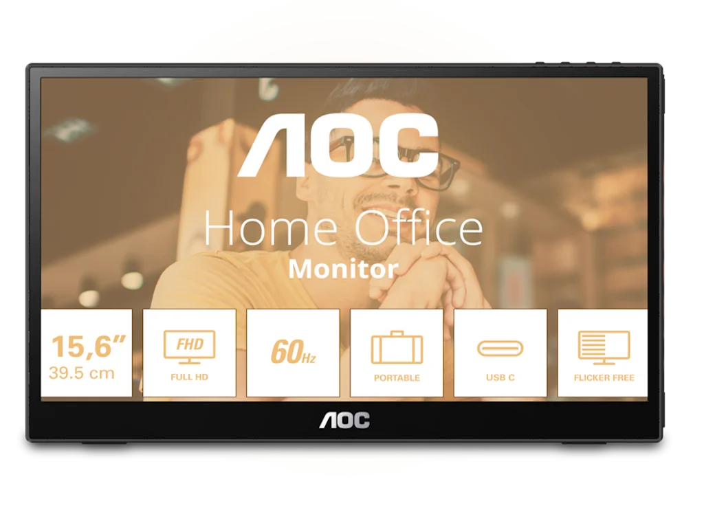 Monitor AOC 16T3EA 15,6″/IPS/1920×1080/60Hz/4ms GtG/USB C/prenosni/crna