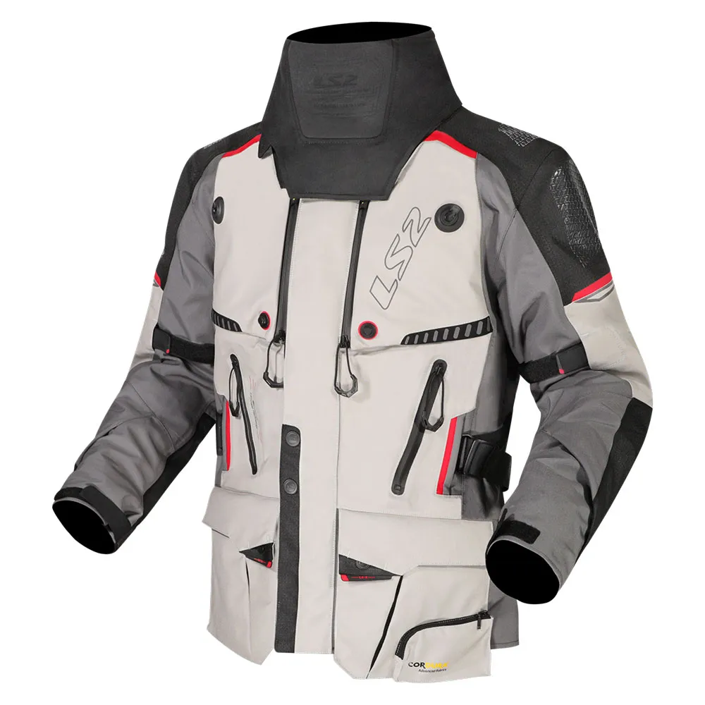 Moto jakna LS2 APOLLO muška sivo crno crvena