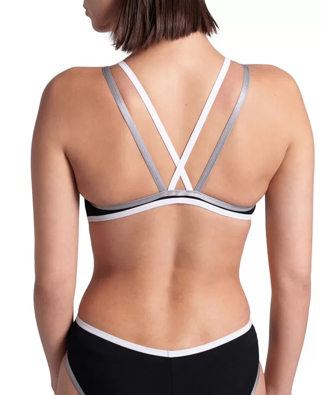 W ARENA ONE DOUBLE CROSS BACK ONE PIECE BLACK-WHITE-SILVER