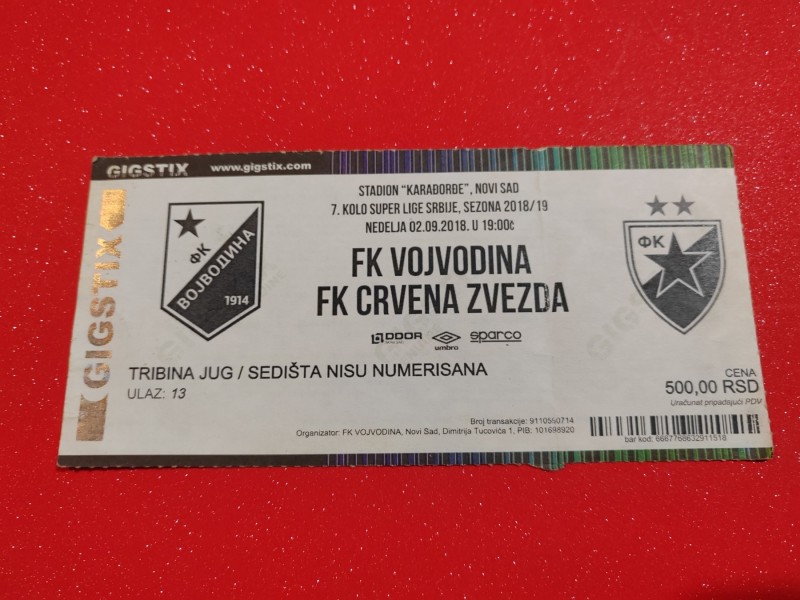 FK VOJVODINA - CRVENA ZVEZDA 02.09.2018. JUG