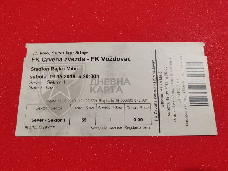 CRVENA ZVEZDA - FK VOZDOVAC 19.05.2018. SEVER