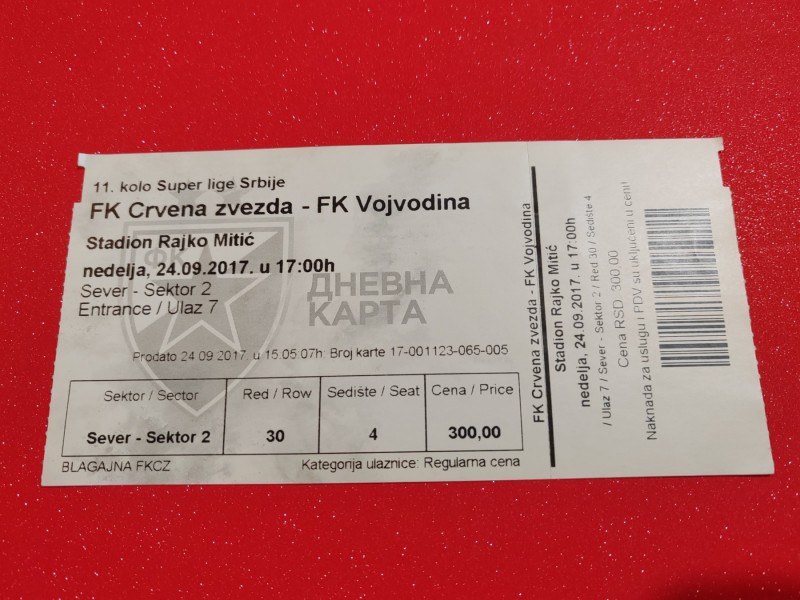 CRVENA ZVEZDA - FK VOJVODINA 24.09.2017. SEVER