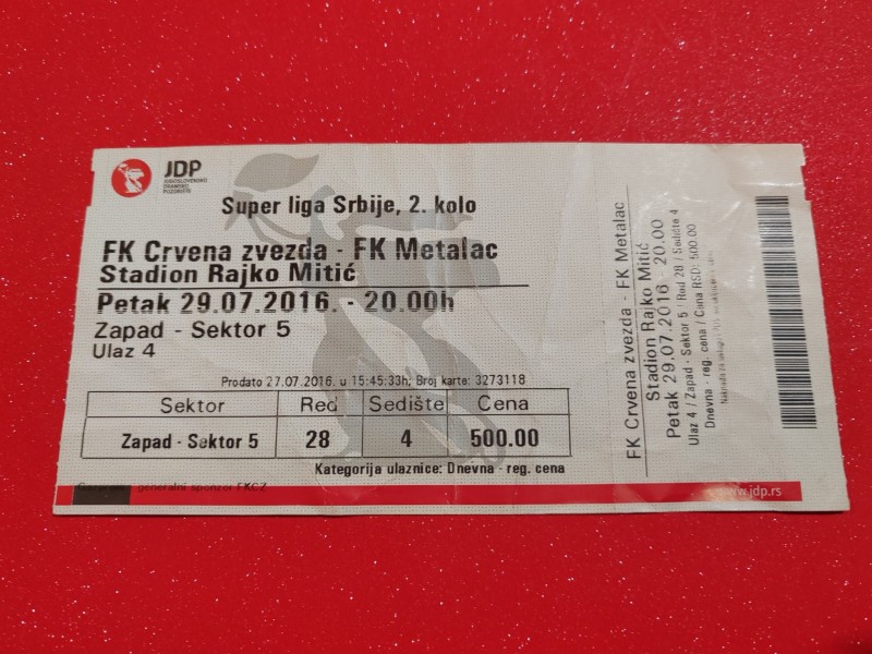 CRVENA ZVEZDA - FK METALAC 29.07.2016. ZAPAD