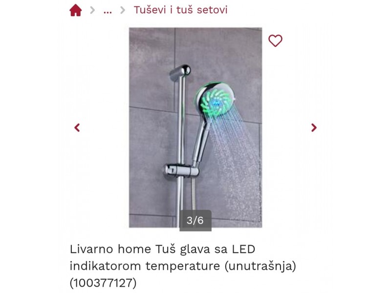 Tuš glava sa led indikatorom i tuš crevo.
