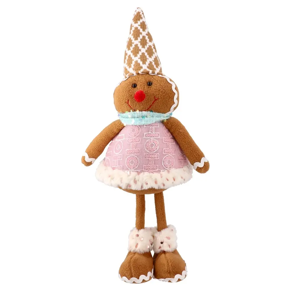 FESTA Novogodišnja figura Đumbirko Devojčica Deco Plush, 40cm, Braon-Roze