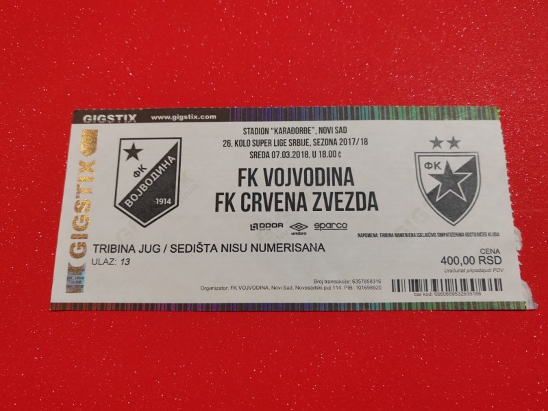 FK VOJVODINA - CRVENA ZVEZDA 07.03.2018. JUG