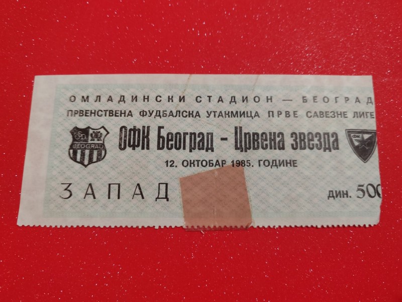 OFK BEOGRAD - CRVENA ZVEZDA 12.10.1985 ZAPAD