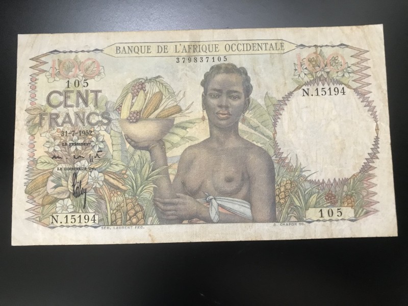 ZAPADNA AFRIKA 100 FRANAKA.