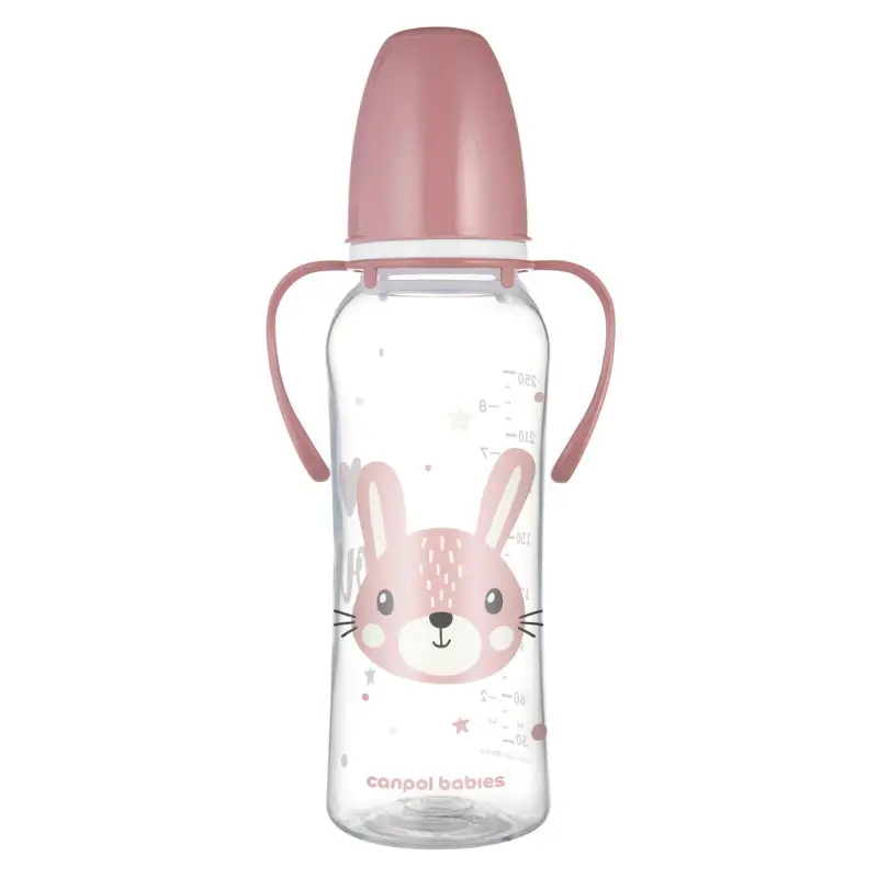 Canpol Bbabies Flašica sa ručkama za bebe Cute animals , 250ml, Roze