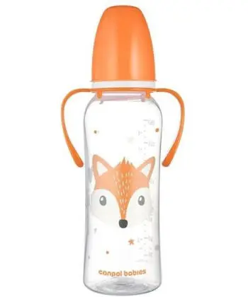 Canpol Bbabies Flašica sa ručkama za bebe Cute animals, 250ml, Narandžasta