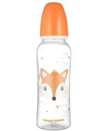 Canpol babies Flašica za bebe Cute Animals, 250ml, Narandžasta