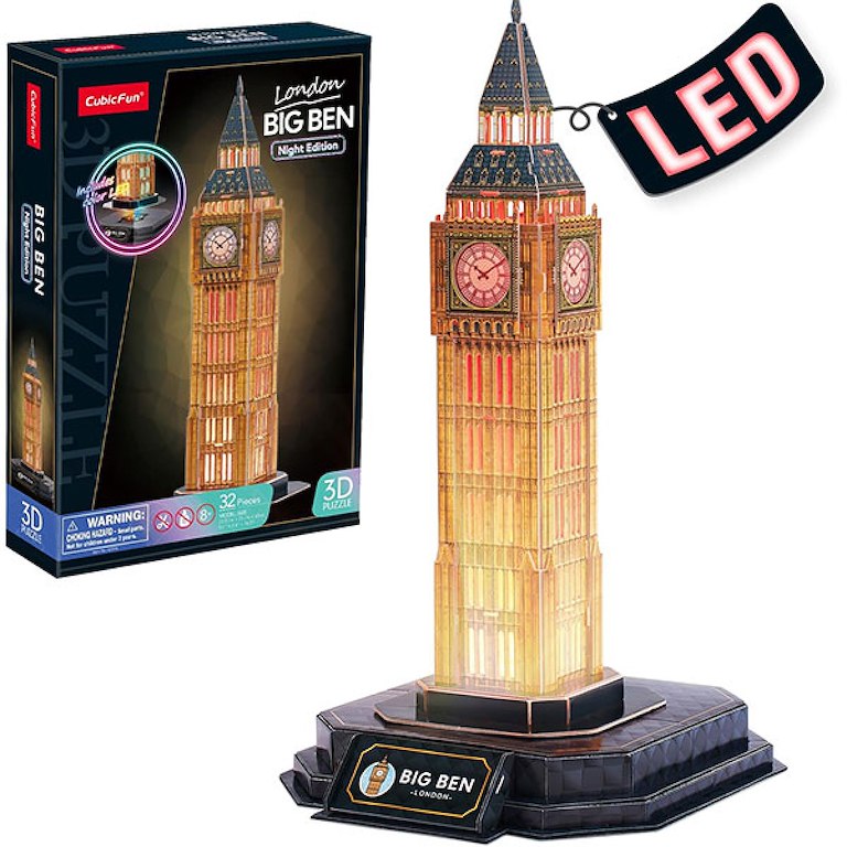 CubicFun 3D LED Puzzle Night Edition Big Ben L537H CBF205379
