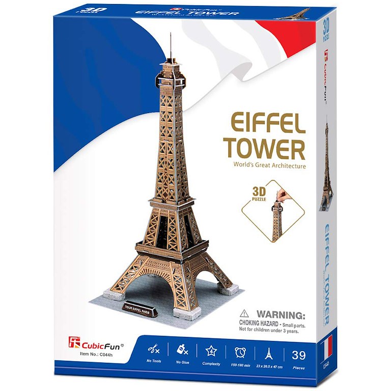 CubicFun 3D Puzzle Eiffel Tower France 39pcs C044H/CBF200442