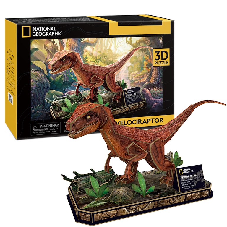 CubicFun Puzzle 3D National Geographic Velociraptor 63pcs DS1053h/CBF210533
