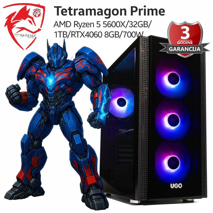 Računar Tetramagon Prime AMD Ryzen 5 5600X/32GB/1TB/RTX4060 8GB/700W