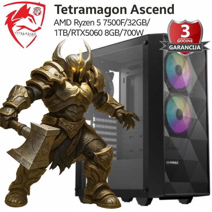 Računar Tetramagon Ascend AMD Ryzen 5 7500F/32GB/1TB/RTX5060 8GB/700W