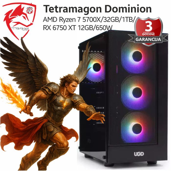 Računar Tetramagon Dominion AMD Ryzen 7 5700X/32GB/1TB/RX6750 XT 12GB/650W