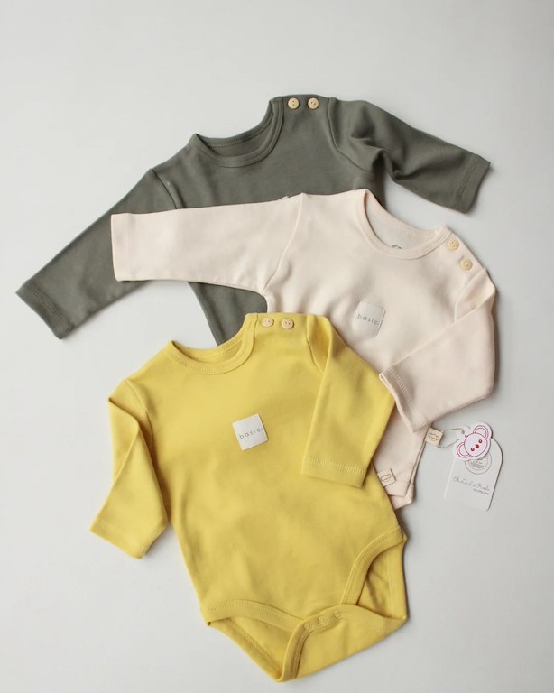Bodići za bebe dugih rukava Basic set 3/1