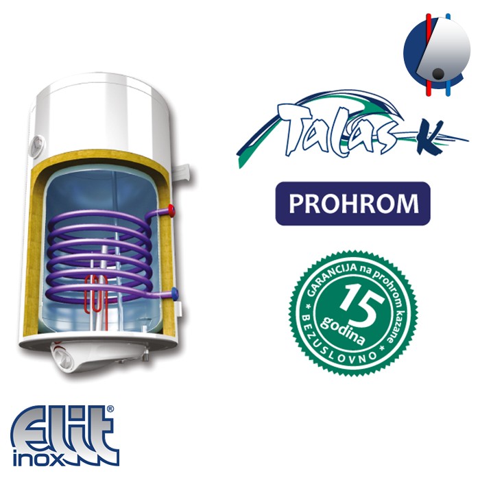 Bojler 100L kombinovani Talas XX100K desni inox ELIT INOX