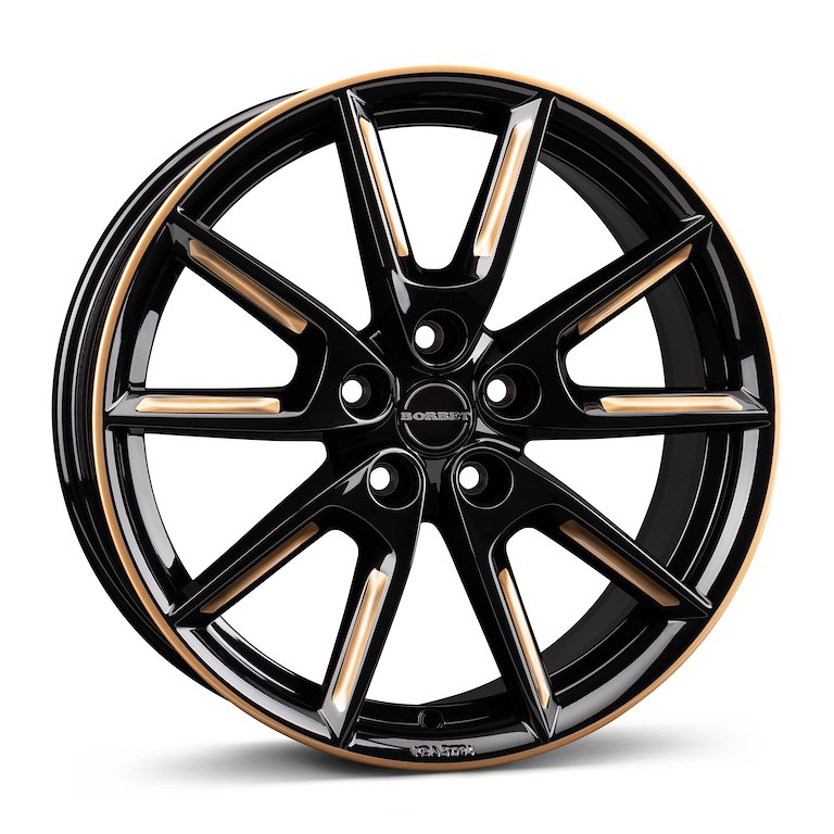 BORBET
LX18 BLACK GLOSSY GOLD SPOKE RIM 18x8-5/112