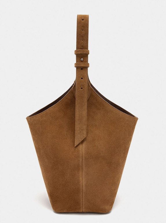 SUEDE BUCKET BAG WITH INNER POUCH