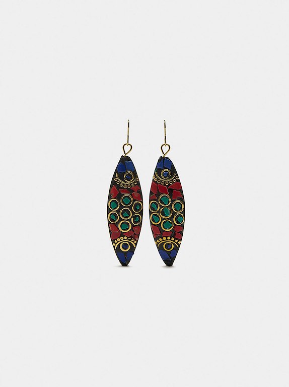 LONG ETHNIC EARRINGS WITH MULTICOLOR