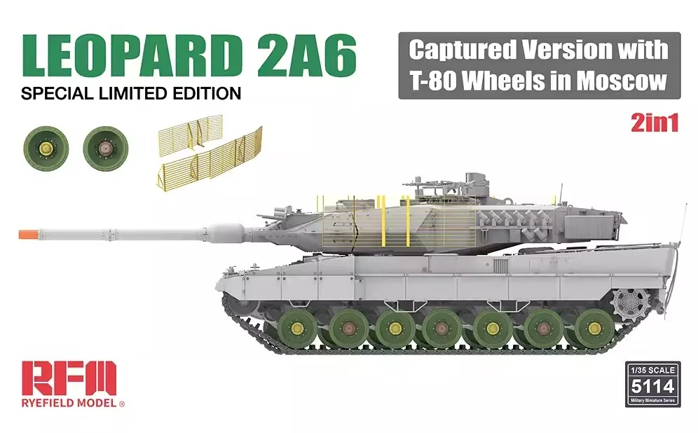 RYEFIELD MODEL 1/35 Leopard 2A6 Captured Version with T-80 Wheels in Moscow