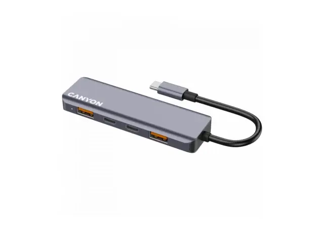CANYON USB-C Hub DS-17, 6 u 1, 4k, Sivi