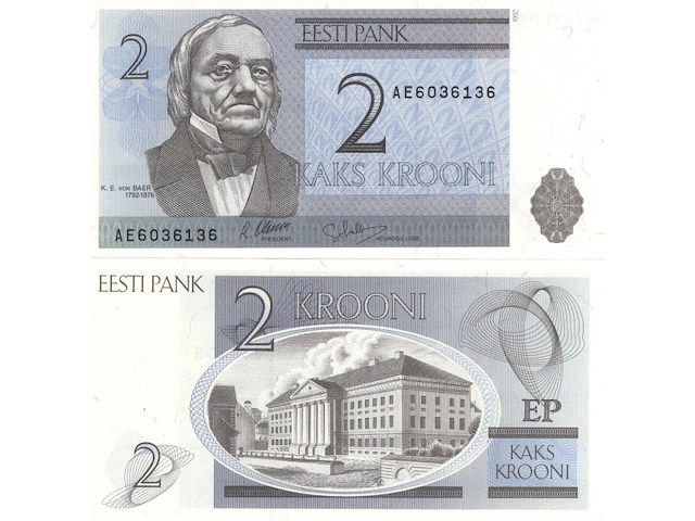 ESTONIA Estonija 2 Krooni 1992 UNC, P-70