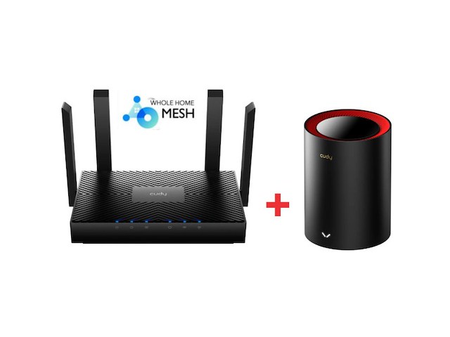 Cudy SET WR3000 AX3000 Dual Band 2.4+5Ghz MESH  Ruter + M3000 1-pack AX3000 Dual Band MESH