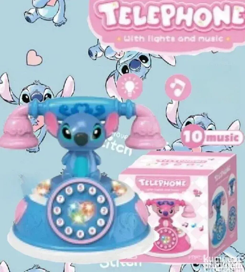 Stitch svetleći i muzički telefon sa 10 melodija. stitch svetleći i