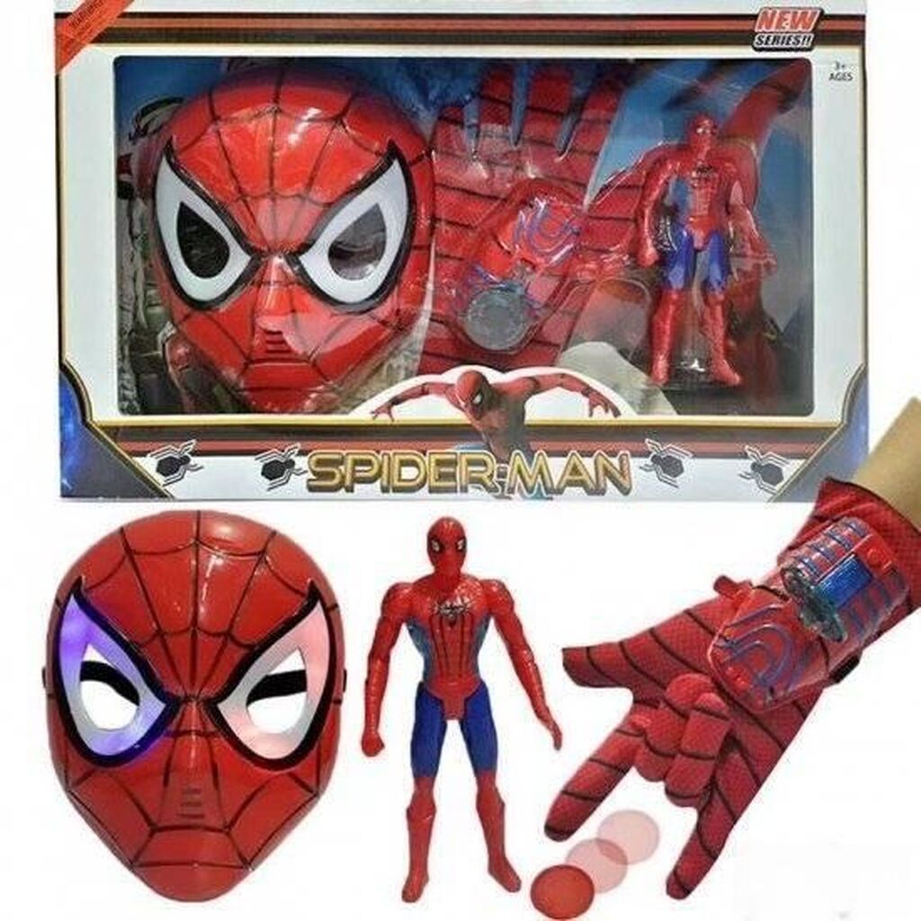 Spiderman set sa rukavicom, maskom i igračkom. spiderman set sa