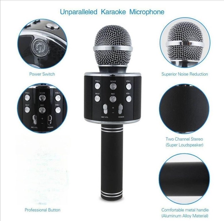 Bluetooth karaoke mikrofon crni 858. bluetooth karaoke mikrofon crni
