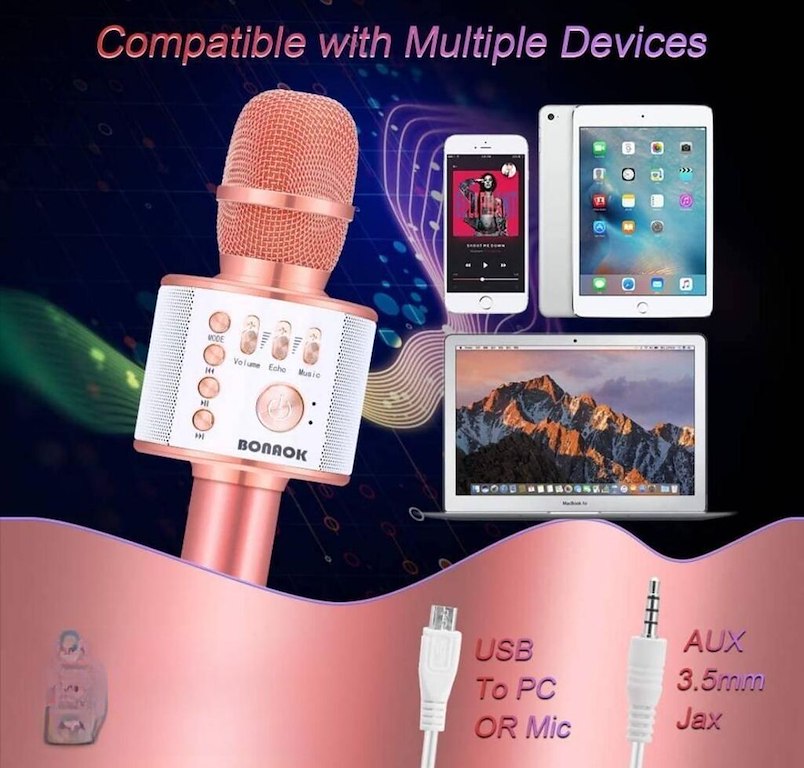 Bluetooth karaoke mikrofon q7 rozi. bluetooth karaoke mikrofon q7 rozi